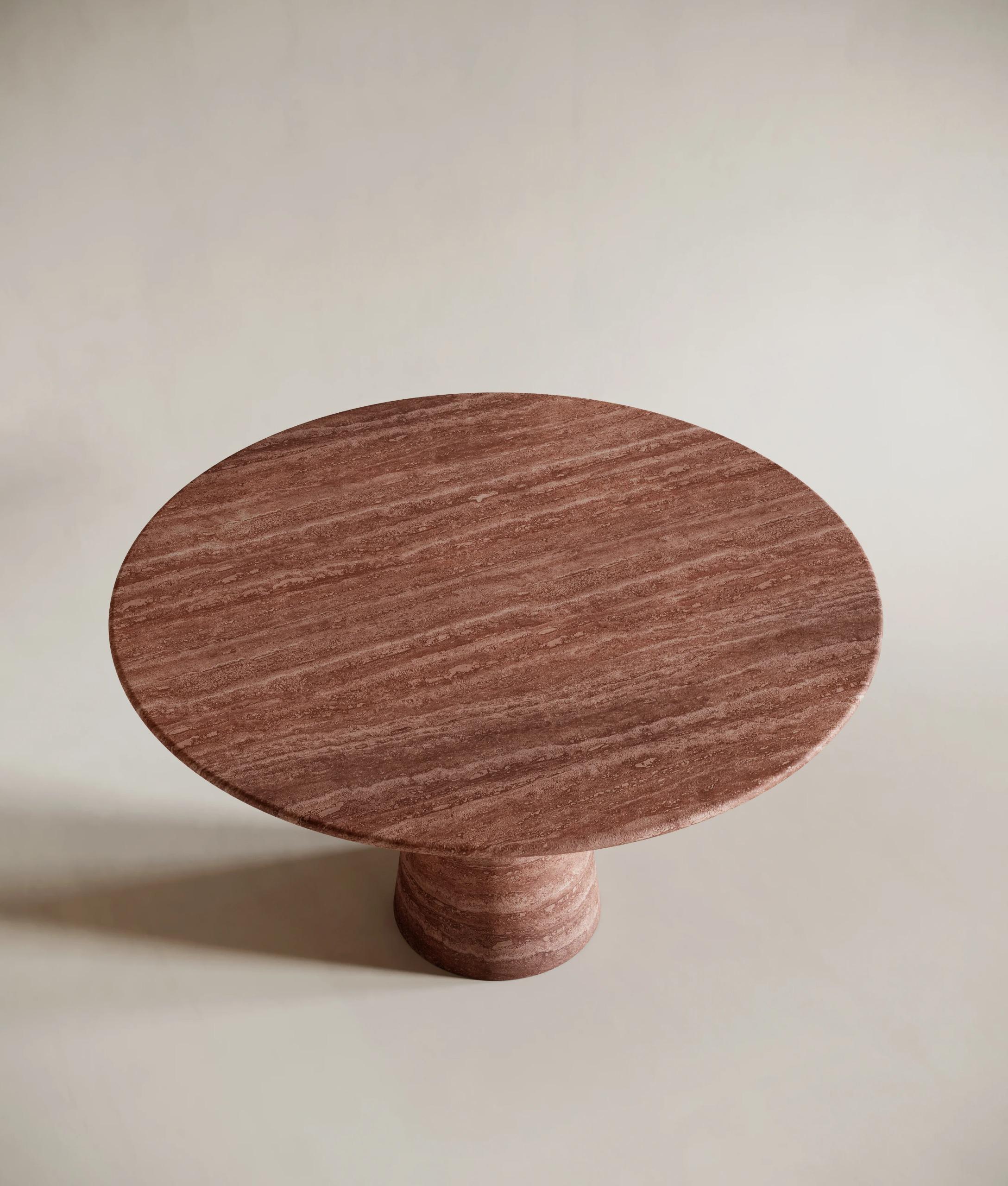 Red Travertine Stone Dining Table - Marble Round Table - Round Kitchen ...