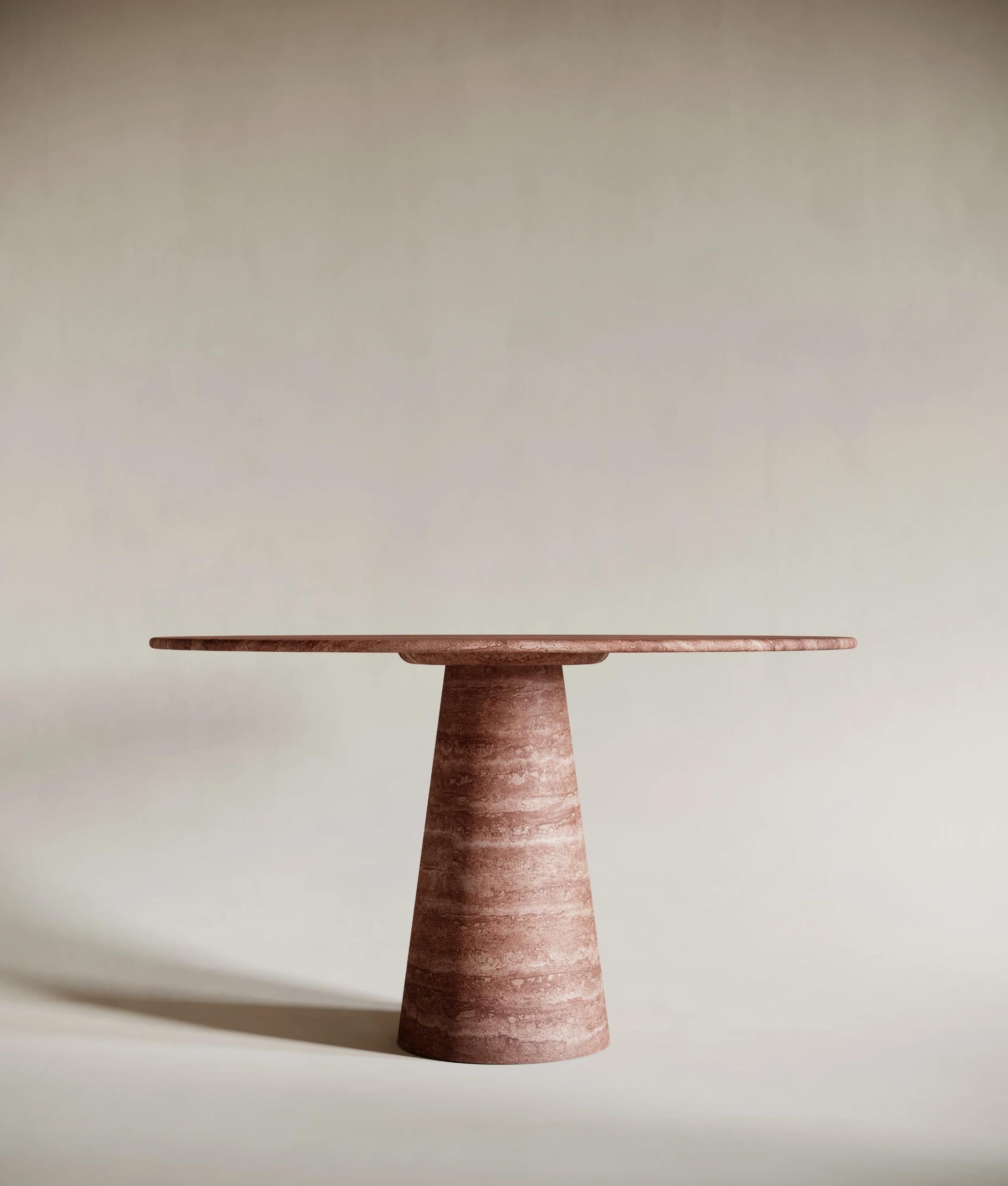 Red Travertine Stone Dining Table - Marble Round Table - Round Kitchen ...