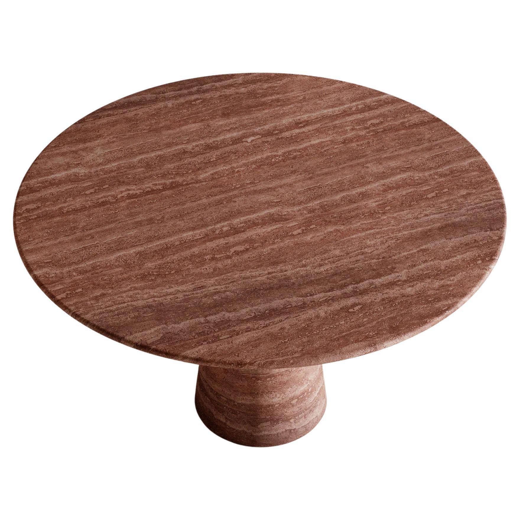 Red Travertine Stone Dining Table - Marble Round Table - Round Kitchen ...