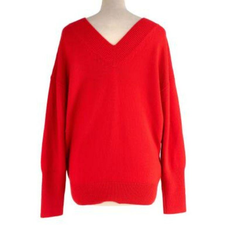red v-neck cashmere jumper For Sale at 1stDibs