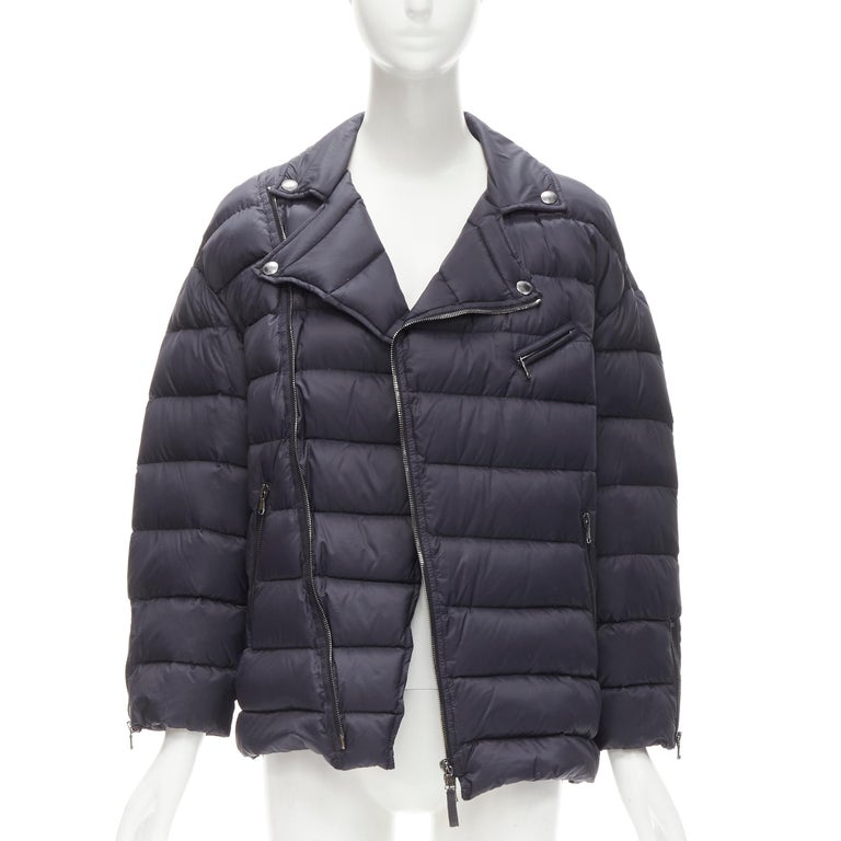RED VALENTINO black nylon down feather padded biker jacket puffer IT40 ...