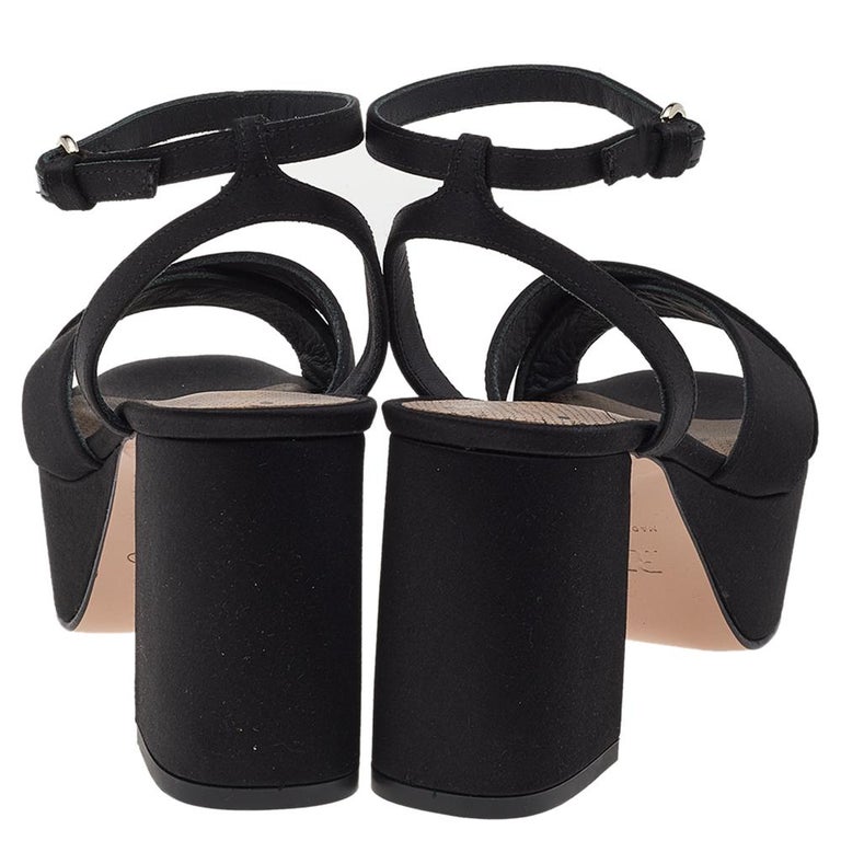 Red Valentino Black Satin Platform Ankle Strap Sandals Size EU 35 at ...