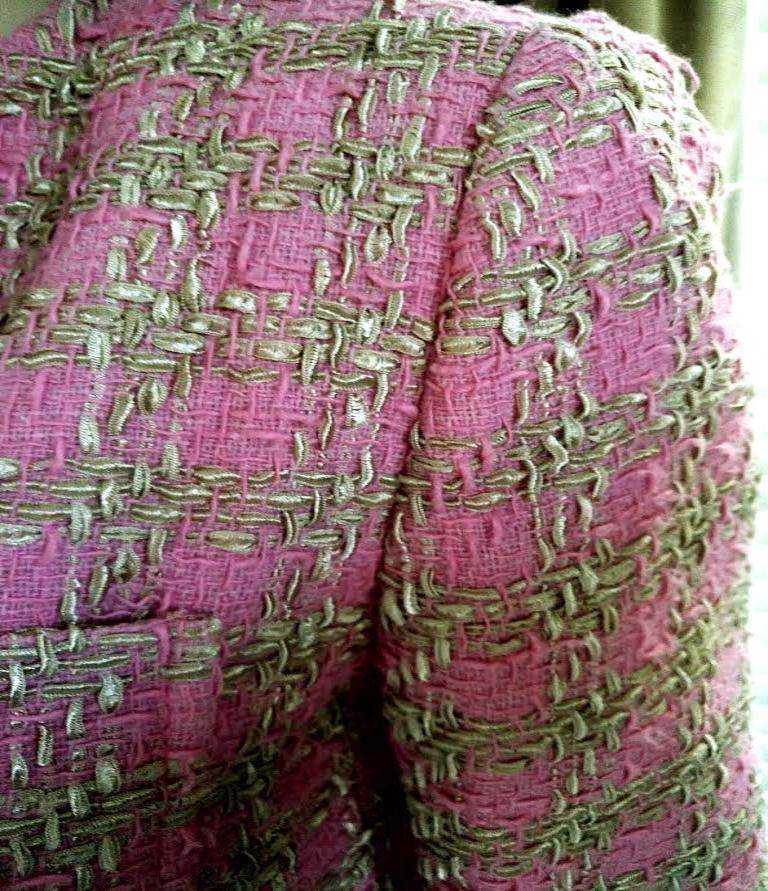 Red Valentino Pink Bon Bon and Antique Gold Tweed Wool Jacket FR 38 US ...