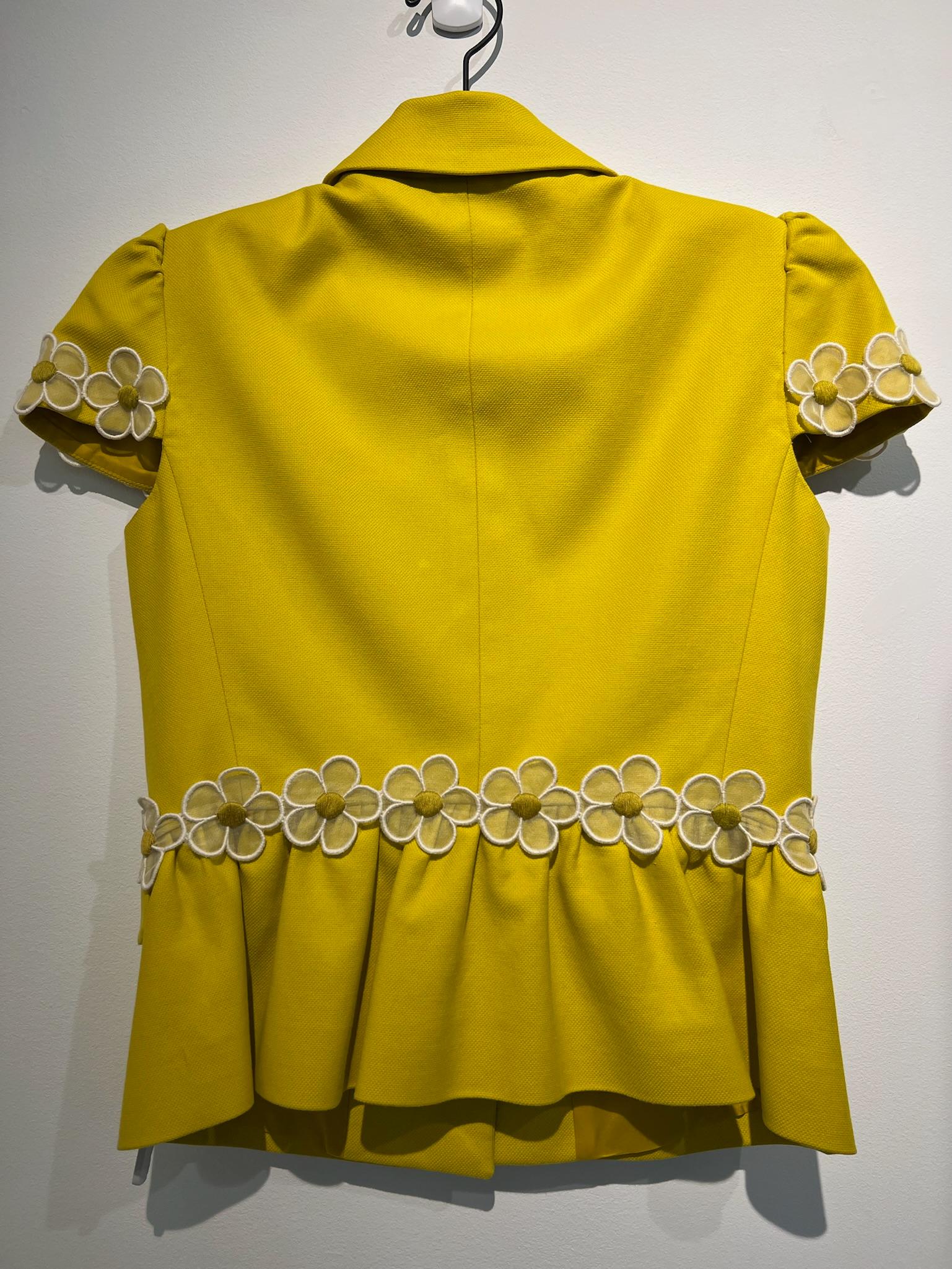 Red Valentino Yellow Short Jacket With Flower Motif on Sleeve and Waist ...