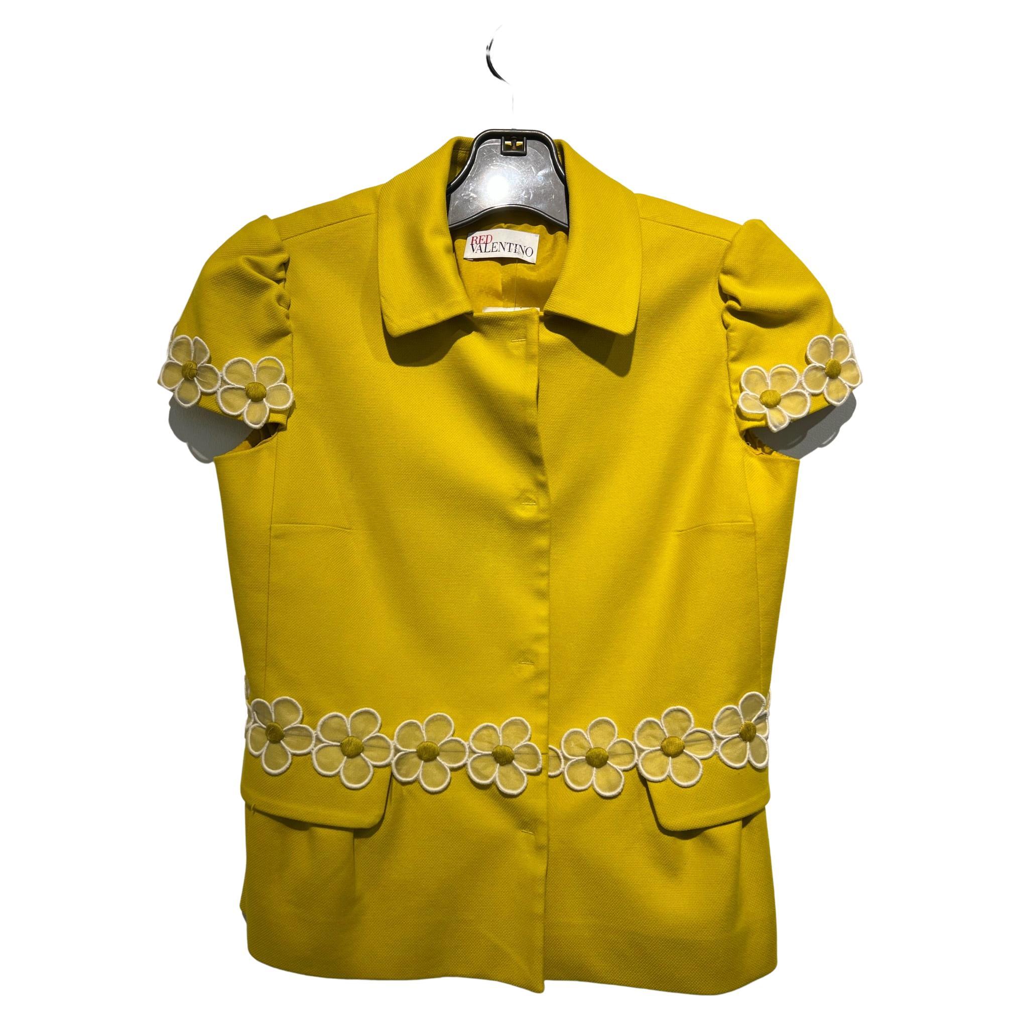 Red Valentino Yellow Short Jacket With Flower Motif on Sleeve and Waist ...