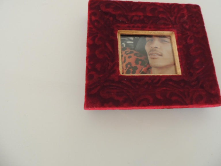 Red Velvet Gauffrage Decorative Picture Frame For Sale at 1stDibs