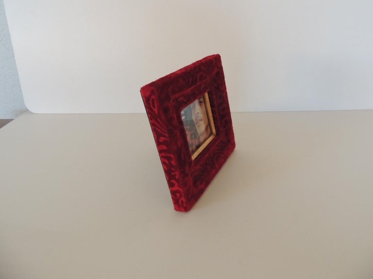 Red Velvet Gauffrage Decorative Picture Frame For Sale at 1stDibs