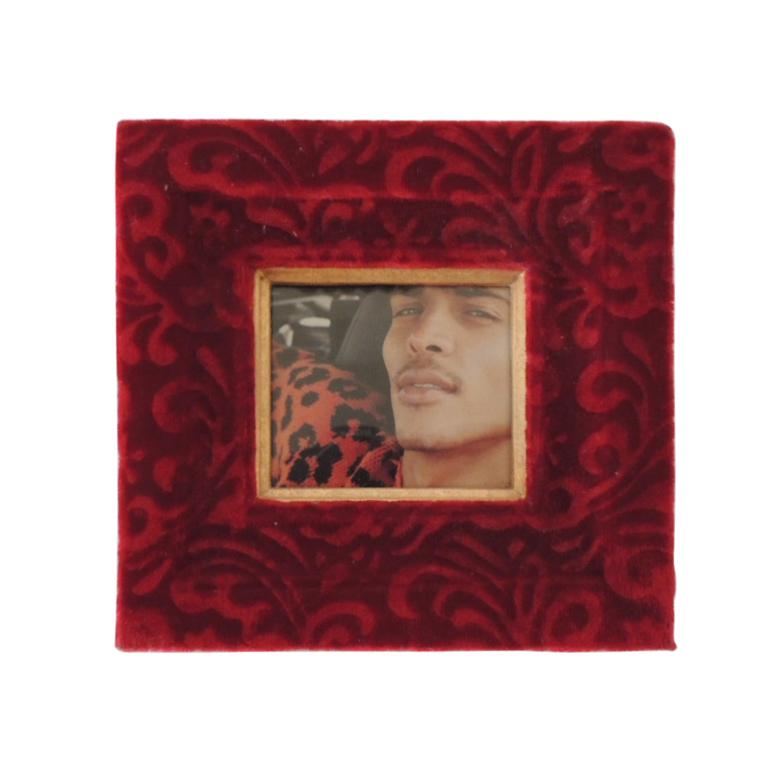 Red Velvet Gauffrage Decorative Picture Frame For Sale at 1stDibs