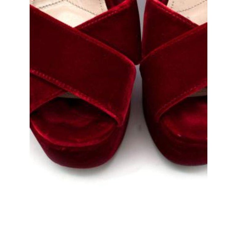 Red Velvet Wedge Sandals For Sale at 1stDibs