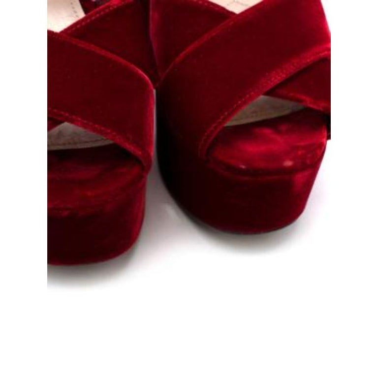 Red Velvet Wedge Sandals For Sale at 1stDibs