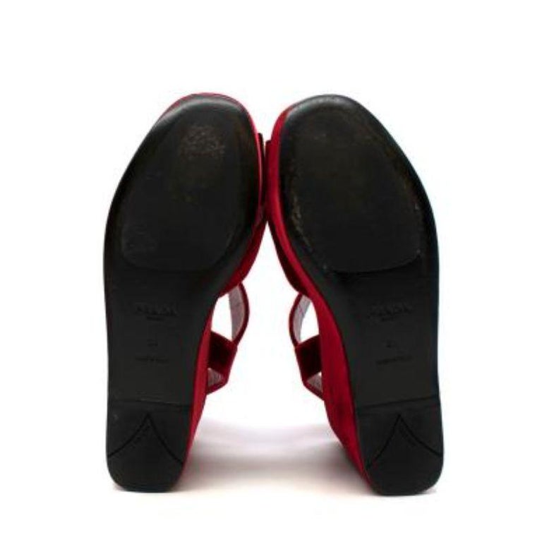 Red Velvet Wedge Sandals For Sale at 1stDibs