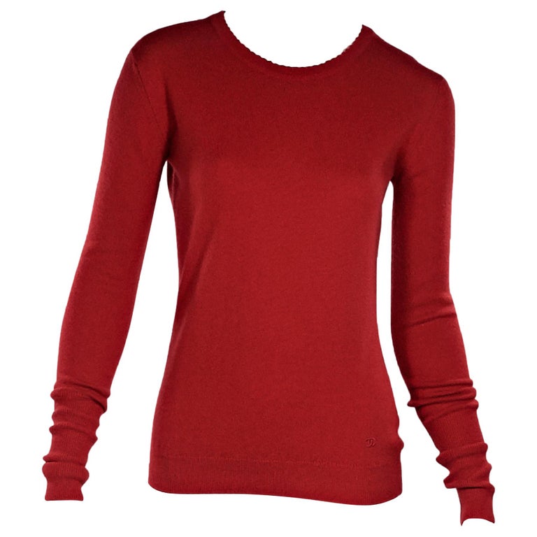 Red Vintage Chanel Cashmere Sweater For Sale at 1stDibs | vintage ...
