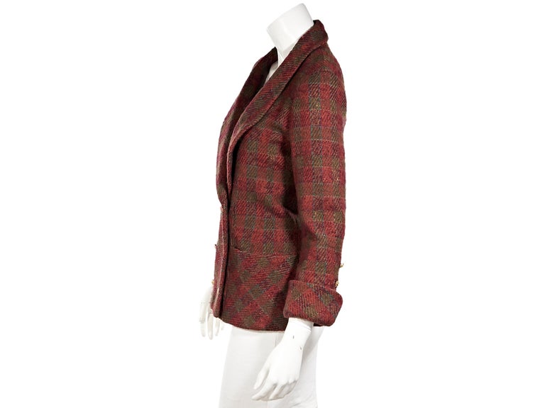 Red Vintage Chanel Plaid Blazer For Sale at 1stDibs