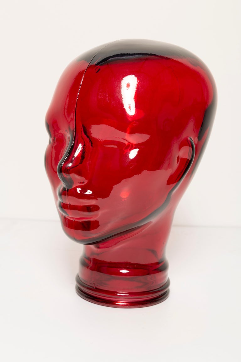 Red Vintage Decorative Mannequin Glass Head Sculpture, 1970s, Germany ...