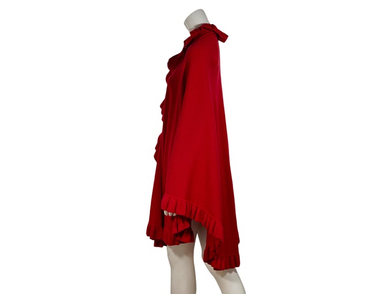 Red Vintage Givenchy Ruffle Cashmere Cape For Sale at 1stDibs