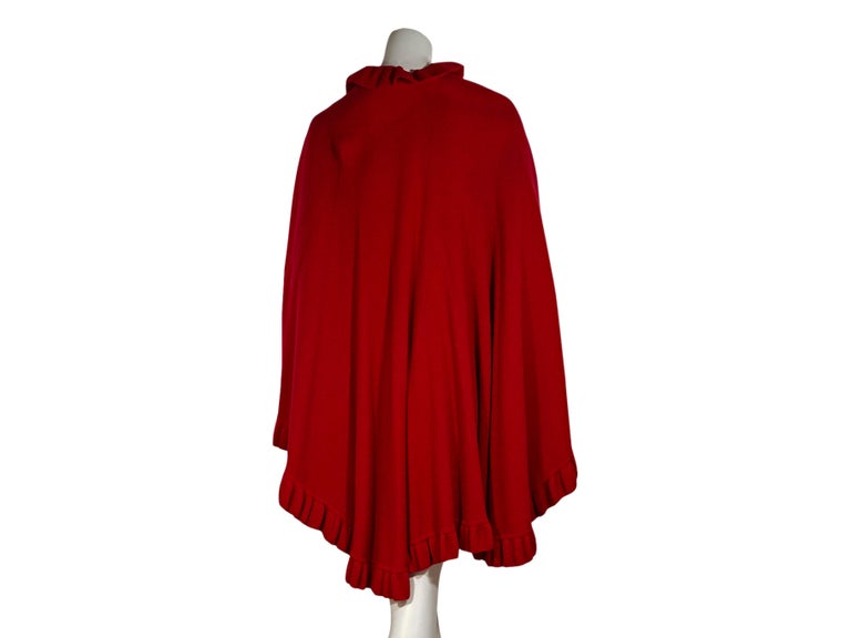 Red Vintage Givenchy Ruffle Cashmere Cape For Sale at 1stDibs