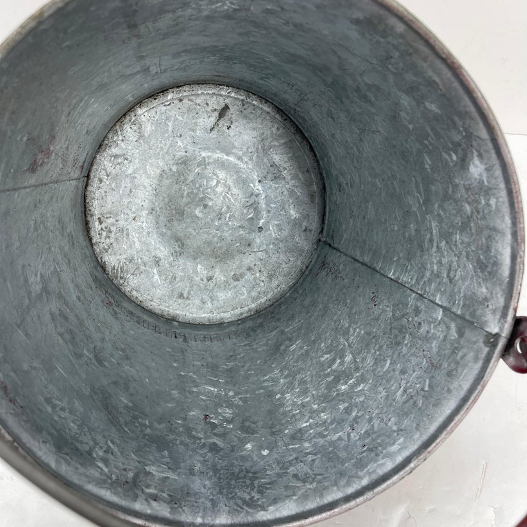 Red Vintage Metal Fire Bucket Waste Basket or Trash Can For Sale at 1stDibs