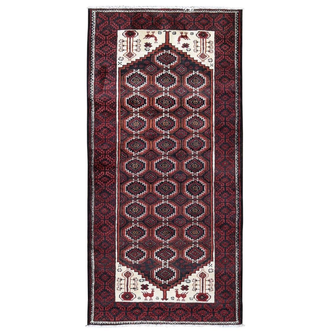 Red Vintage North West Persian with Large Elements Wide Runner Pure ...