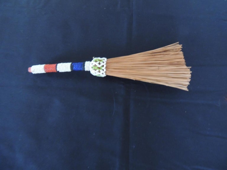 Red, White and Blue Beaded Artisanal Table Broom at 1stDibs