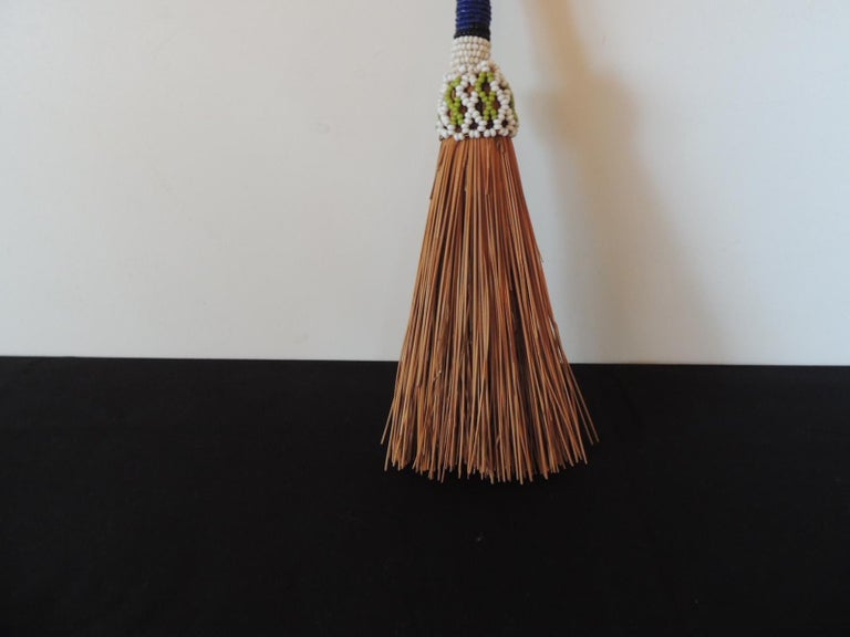 Red, White and Blue Beaded Artisanal Table Broom at 1stDibs