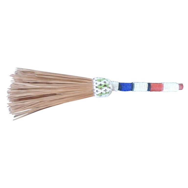 Red, White and Blue Beaded Artisanal Table Broom at 1stDibs