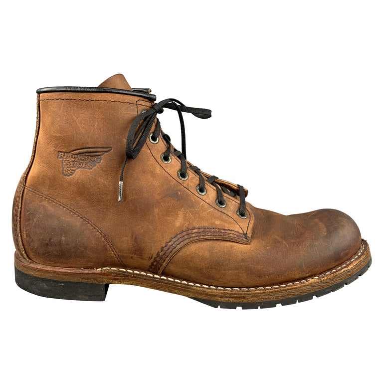 RED WING Size 11 Brown Leather Lace Up Distressed Contrast Stitches ...
