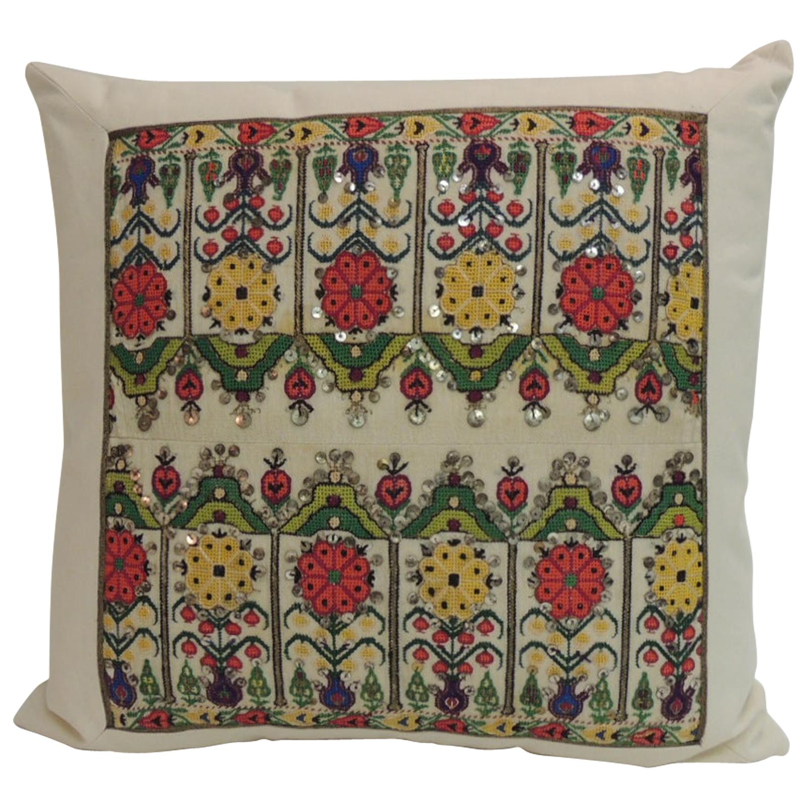 Turkish Linen Scarf with Heavy Embroidery in Silk and Metallic Floss ...