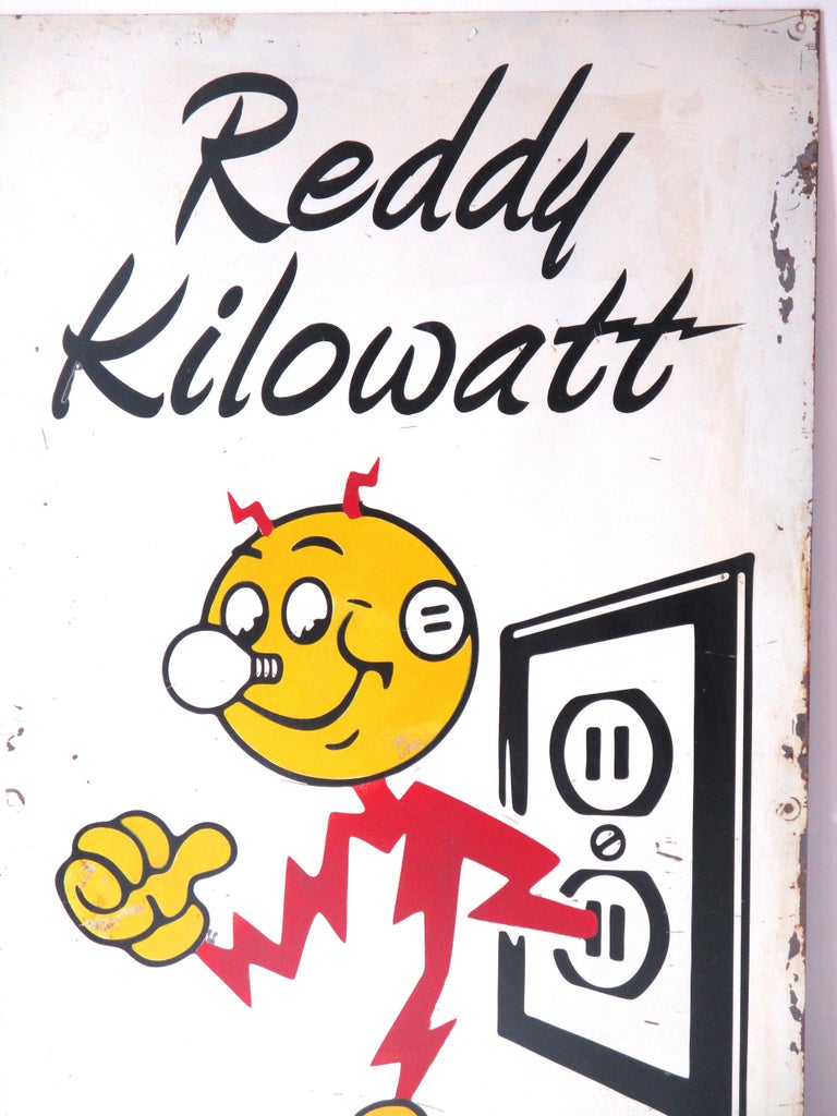 Reddy Kilowatt Mid-Century Metal Sign For Sale at 1stDibs