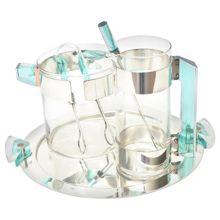 Rede Guzzini Lucite and Silver Plate Barware Set Vintage at 1stDibs