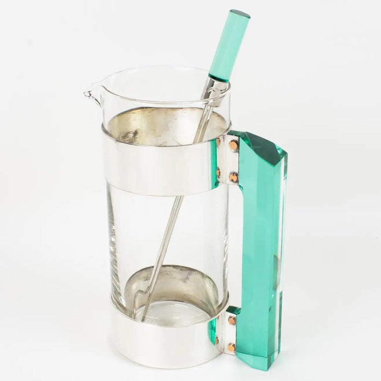 Rede Guzzini Silver Plate and Lucite Martini Cocktail Pitcher Barware ...