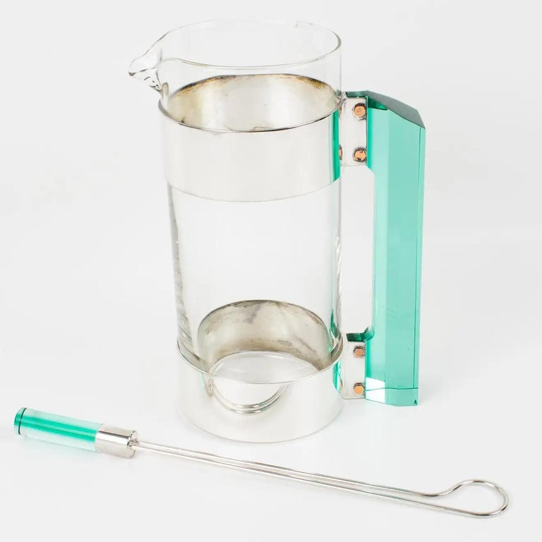 Rede Guzzini Silver Plate and Lucite Martini Cocktail Pitcher Barware ...