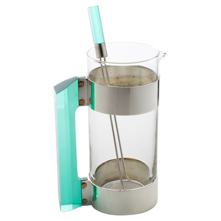 Rede Guzzini Silver Plate and Lucite Martini Cocktail Pitcher Barware ...