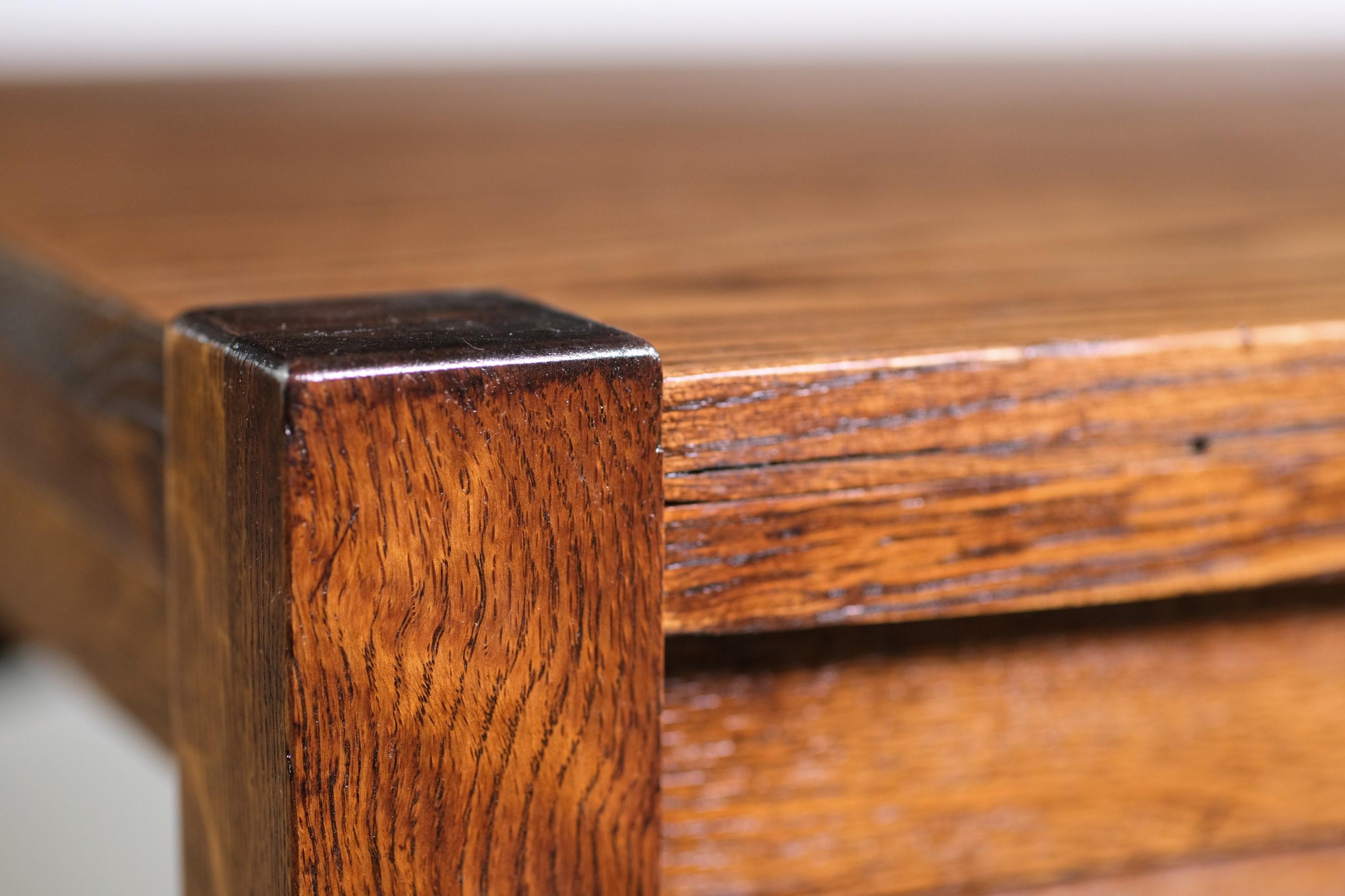 Redone Arts and Crafts Oak Desk w Drawer + Shelves Tiger Oak For Sale ...