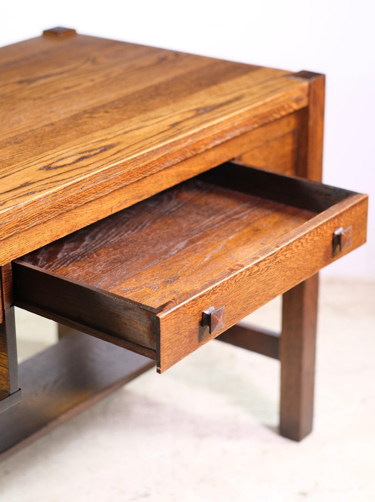 Redone Arts and Crafts Oak Desk w Drawer + Shelves Tiger Oak For Sale ...