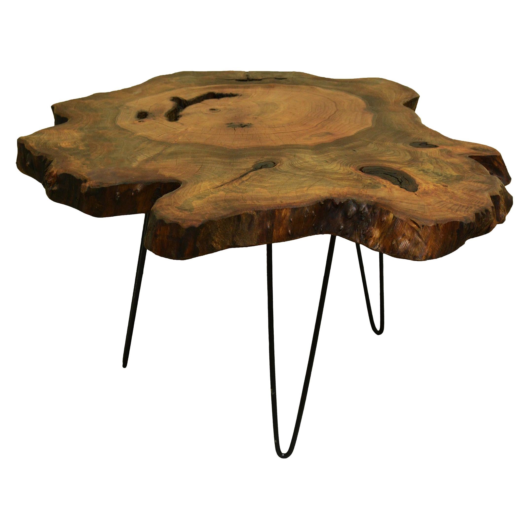 Redwood Tree Live Edge Coffee Table with Hairpin Legs / LECT111 For ...