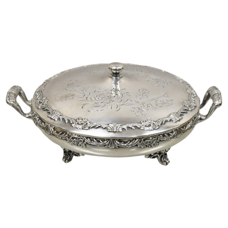Reed and Barton Victorian Silver Plated Round Lidded Twin Handle ...