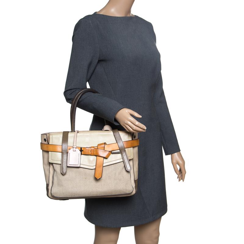 Reed Krakoff Beige Leather and Fabric Boxer Tote For Sale at 1stDibs ...