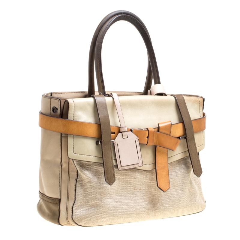 Reed Krakoff Beige Leather and Fabric Boxer Tote For Sale at 1stDibs ...