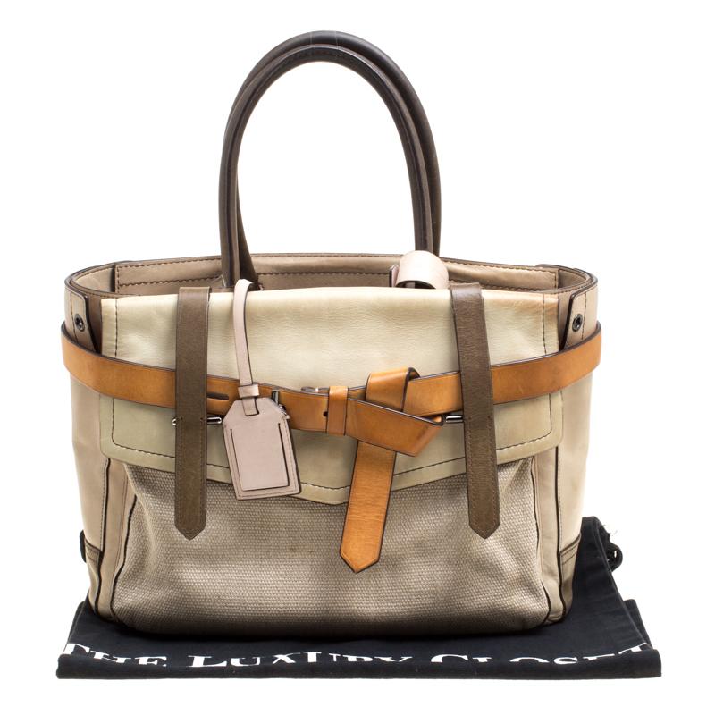 Reed Krakoff Beige Leather and Fabric Boxer Tote For Sale at 1stDibs ...