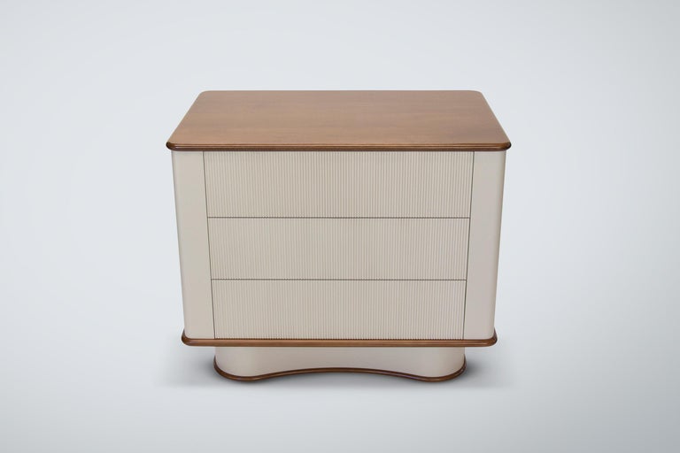 Reeded Bancroft Bedside End Table in Walnut and Satin Lacquer by ...