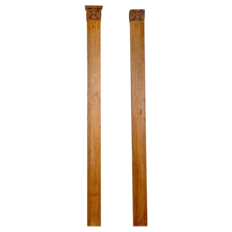 Reeded Oak Columns with Corinthian Tops, 19th Century For Sale at 1stDibs