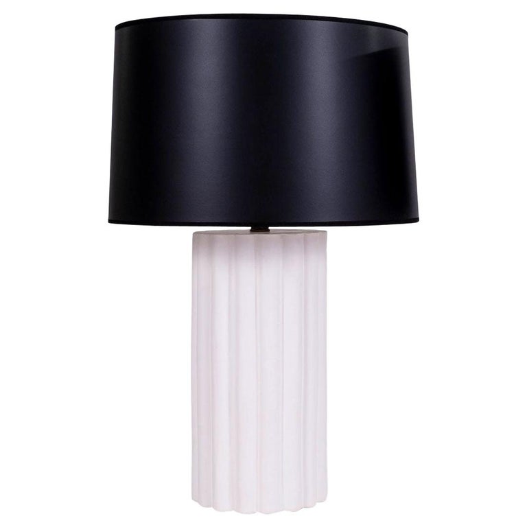 Reeded Shape White Plaster Lamp For Sale at 1stDibs