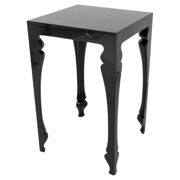 Reeves Baroque Revival Black Lacquered End Table For Sale at 1stDibs