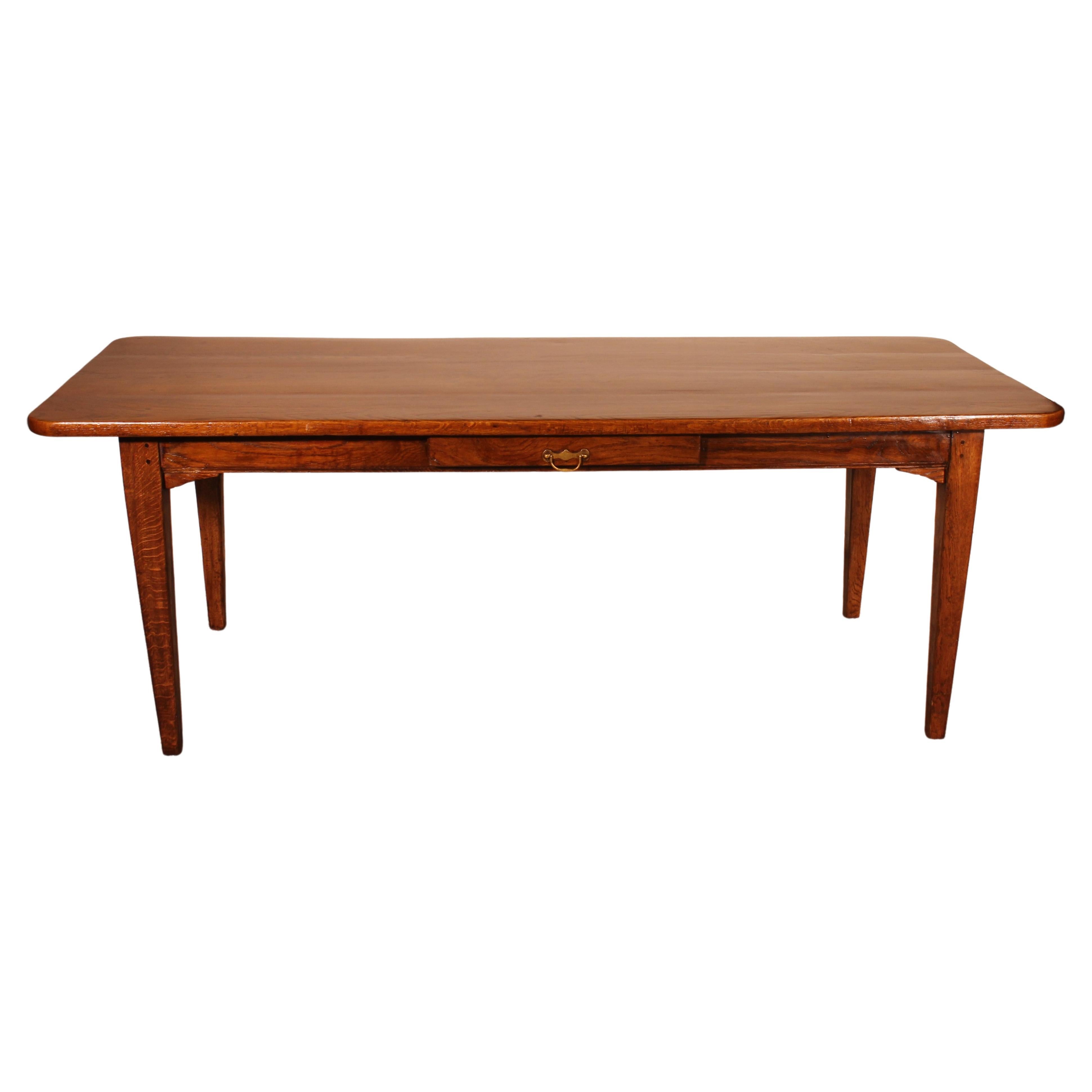 French Refectory Table from the 19th Century with Turned Legs at 1stDibs