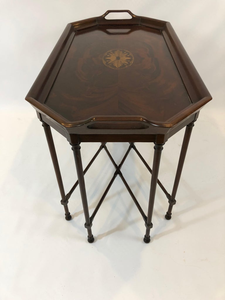 Refined Fixed Tray Flame Mahogany Coffee Table by Councill For Sale at ...