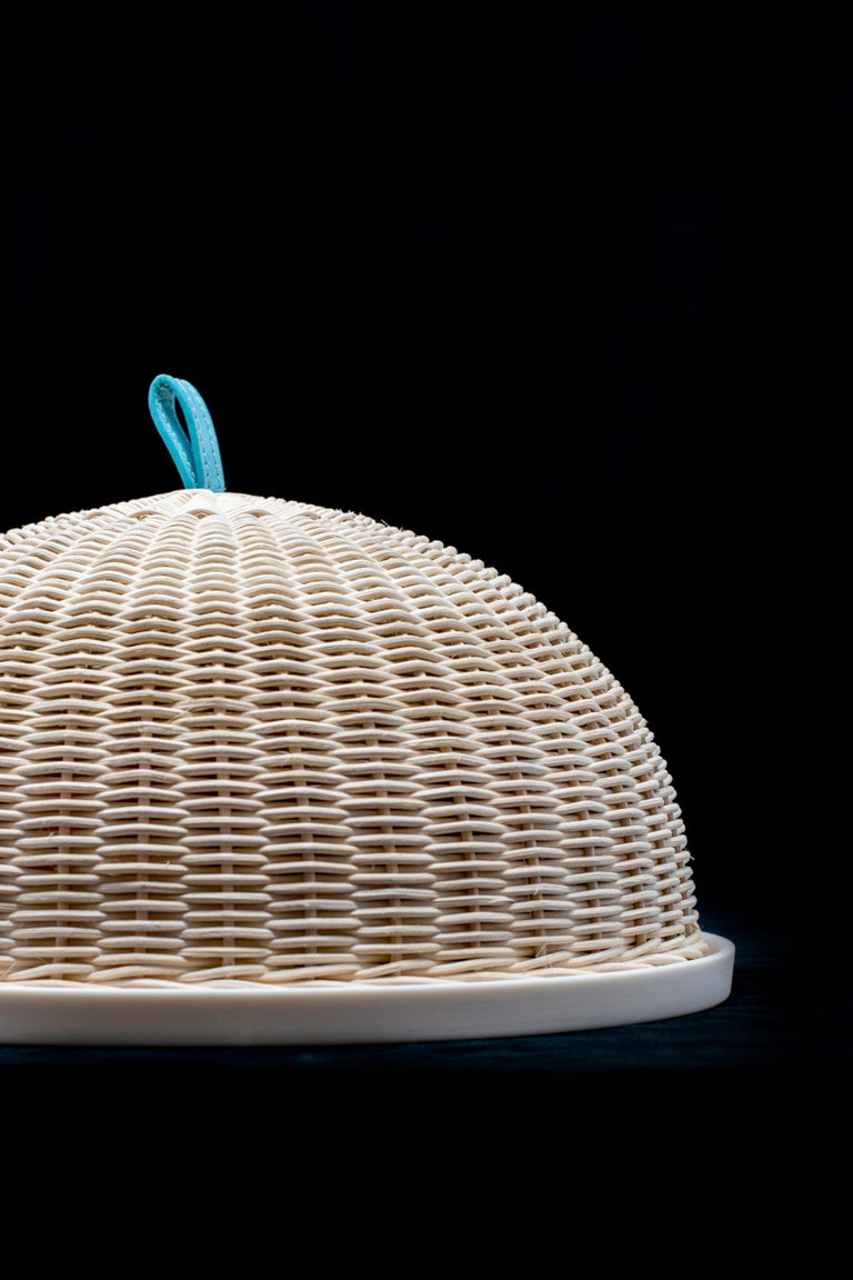 Refined Handwoven Wicker and Porcelain Covered Tray 'Pergola S' Made in ...