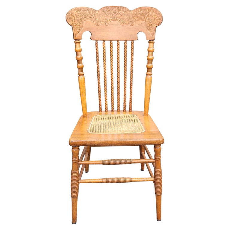 Refinished Pair of Victorian Style Press Back Spiral Maple Chairs with ...