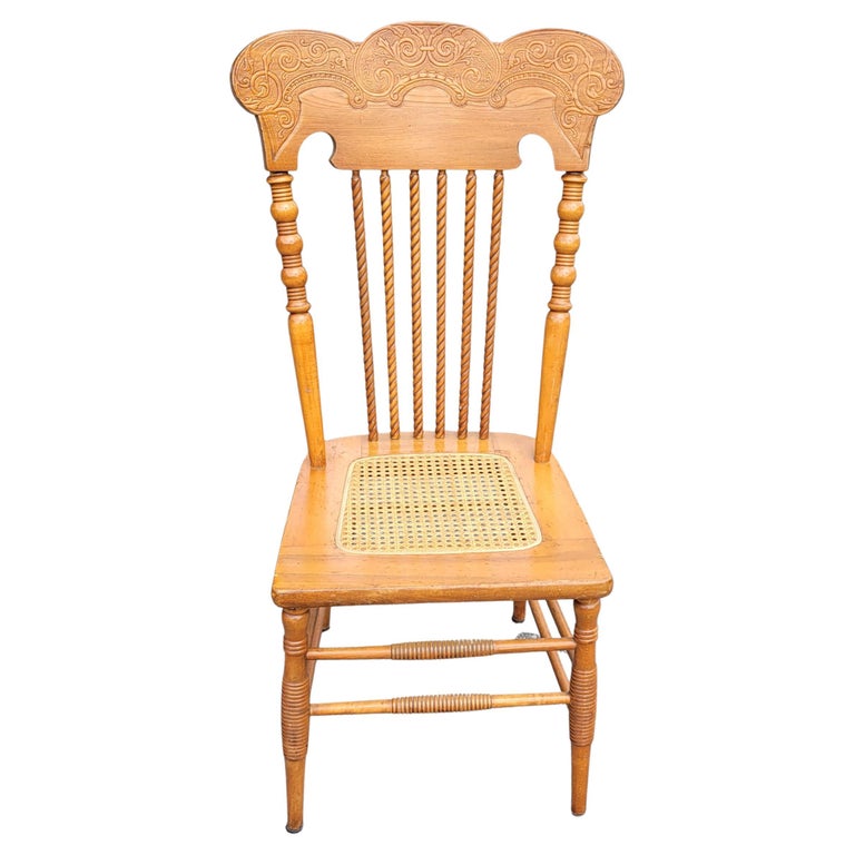 Refinished Pair of Victorian Style Press Back Spiral Maple Chairs with ...