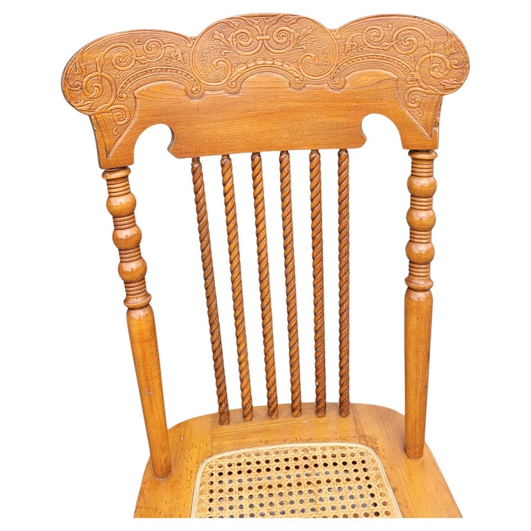 Refinished Pair of Victorian Style Press Back Spiral Maple Chairs with ...