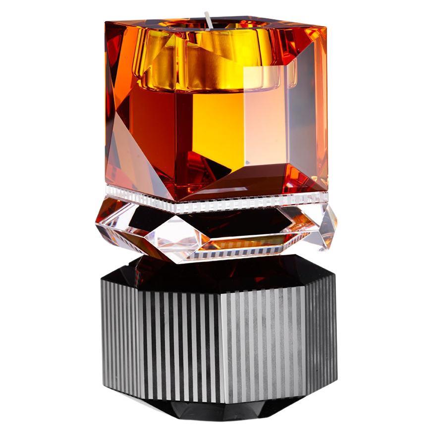 Memphis Crystal T-Light Holder, Handsculpted Contemporary Crystal For ...